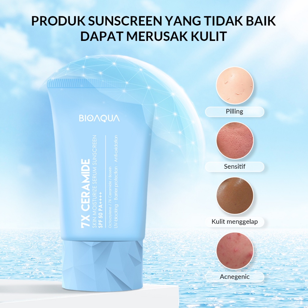 Jual BIOAQUA 7X Ceramide Sunblcok Wajah Sunscreen SPF 50 PA++++ 40ml ...