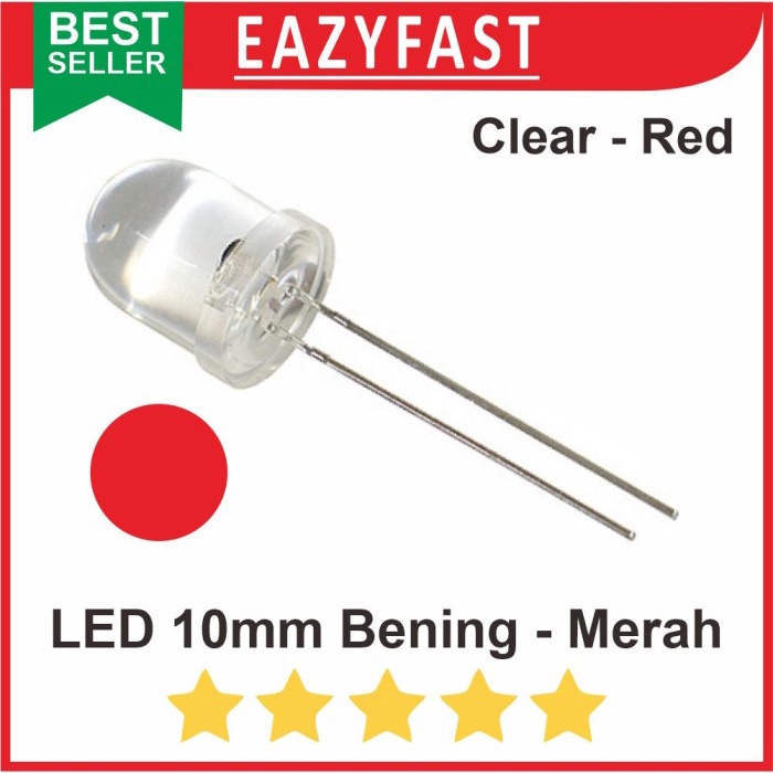 Jual Lampu LED Besar 10mm 10 mm Clear Red Transparan Bening Nyala Merah ...