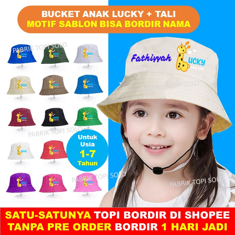 Jual Topi Bucket Anak Lucky Sablon dan Custom Bordir Nama Suka-Suka ...