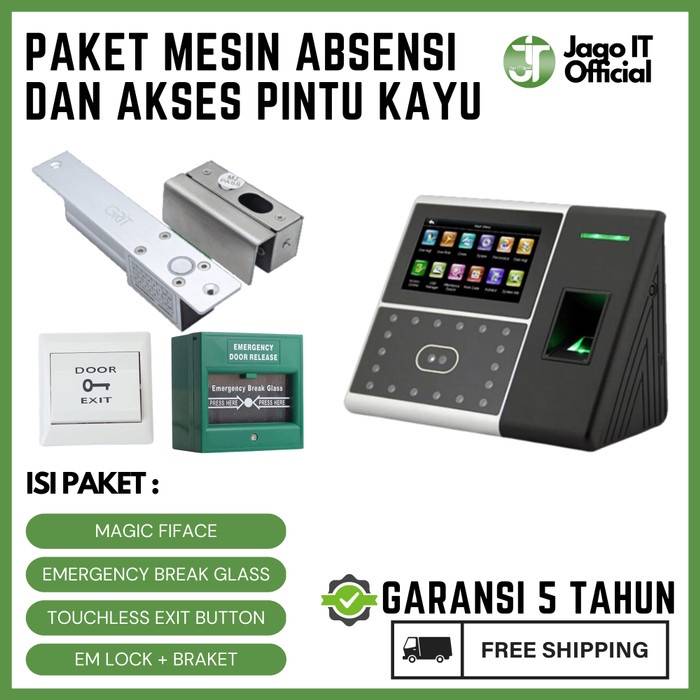 Jual Paket Mesin Absensi dan Akses Kontrol Magic FIFACE Pintu Kayu/Kaca ...