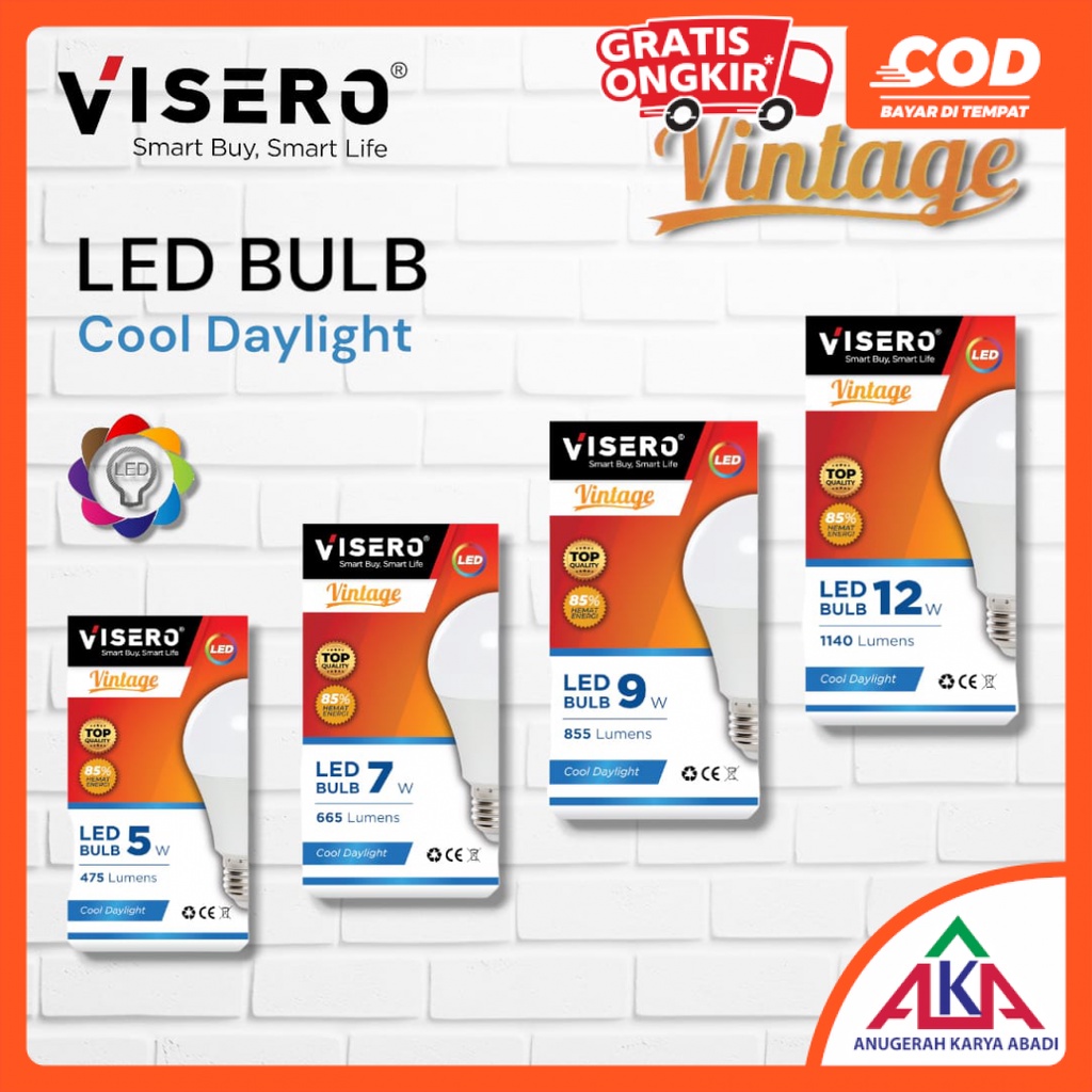 Jual Bohlam Lampu LED VISERO VINTAGE 5W 7W 9W 12W SNI Cool Putih Daylight Kuning Warm White ...