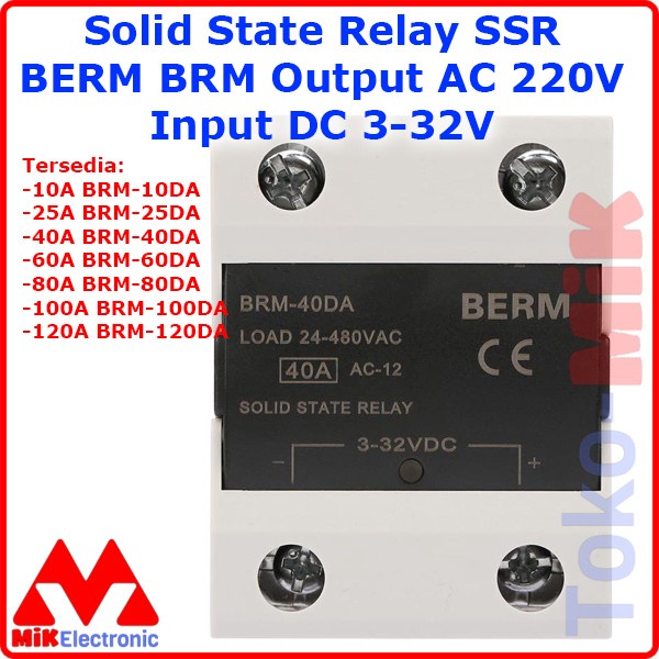 Jual SOLID STATE RELAY BERM SSR BRM-10DA 25DA 40DA 60DA 80DA 100DA ...