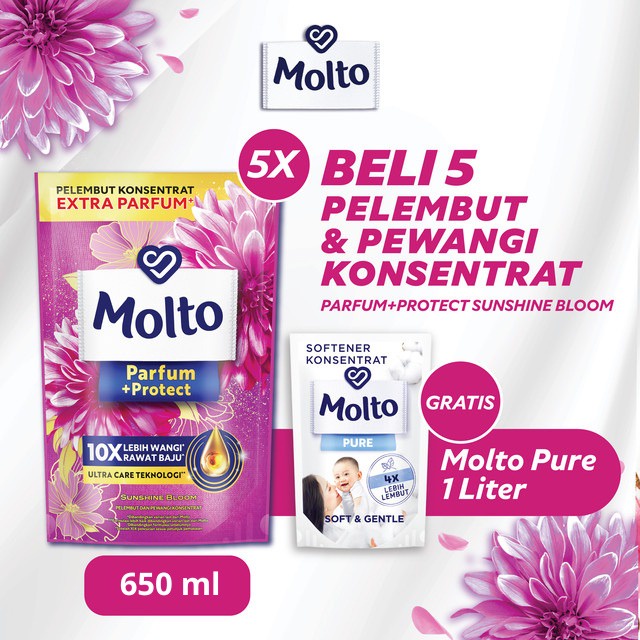 Jual Buy 5 Molto AiO Pink 650mL FREE Molto Pure 1 L | Shopee Indonesia
