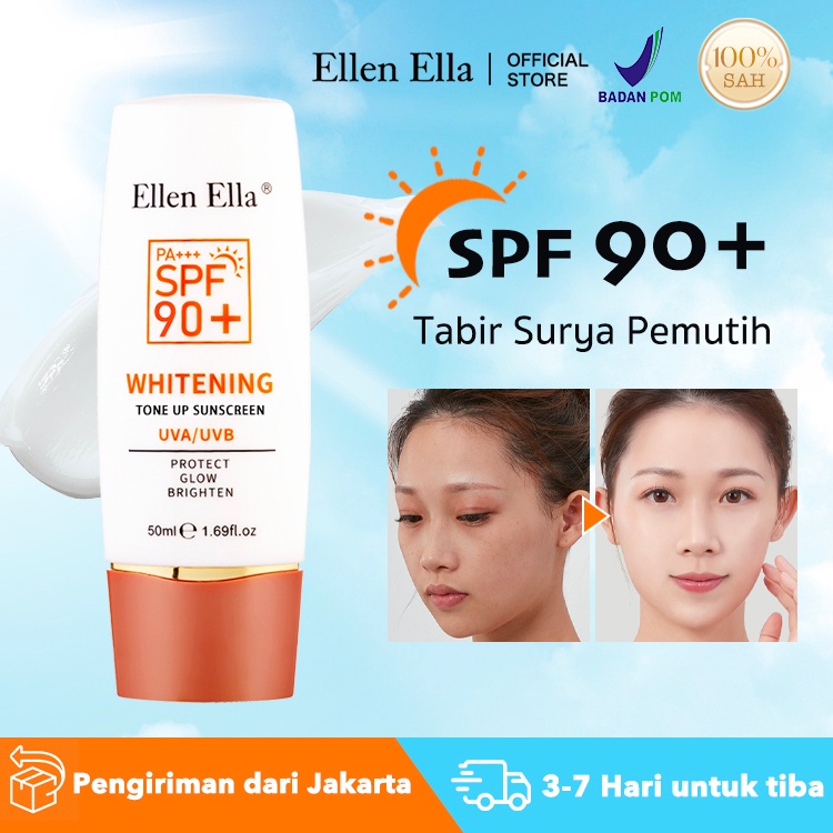 Jual [COD] Ellen Ella Suncream 50ml SPF90+ PA+++ 3-in-1 Vitamin C Whitening Anti-Aging Tabir ...