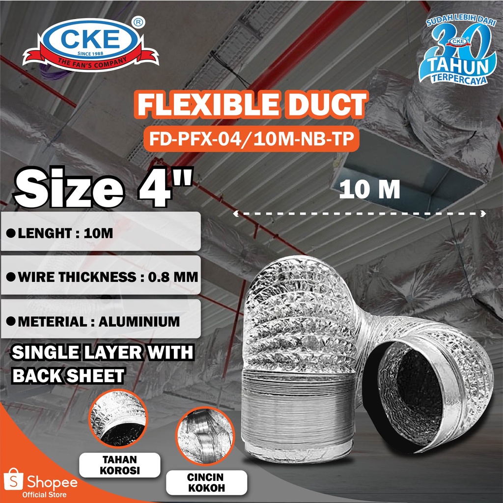 Jual Aluminium Selang Flexible Ducting Pipa Exhaust Fan 4" Inch 10 Meter | Shopee Indonesia
