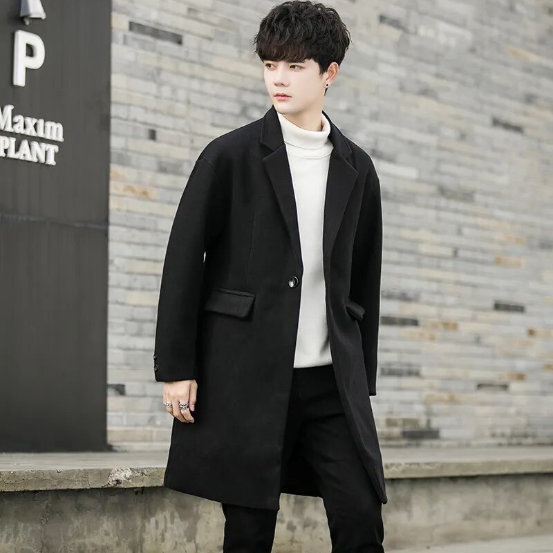 Jual PREMIUM Jas blazer jubah panjang pria Long coat Bahan Fleece tebal ...