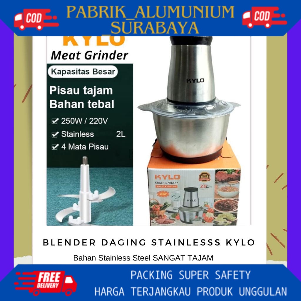 Jual Blender Daging Chopper Stainless 2L Penggiling Daging Multifungsi ...