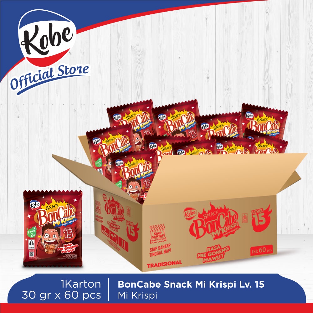 Jual Kobe Snack BonCabe Mi Krispi Level 15 - 1 Karton isi 60pcs ...