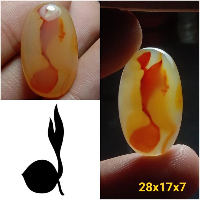 Jual Natural Batu Akik Motif Gambar Tunas Kelapa Simbol Pramuka Unik ...