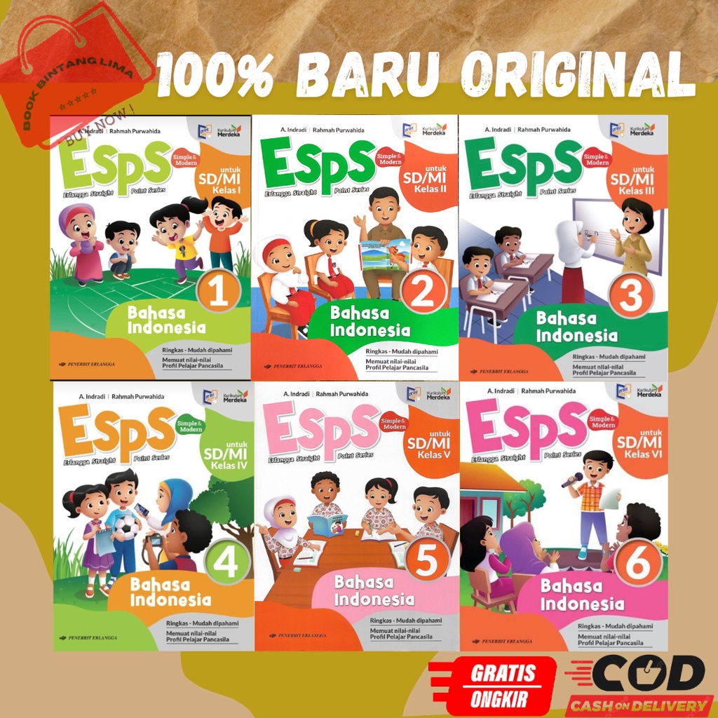Jual BUKU KURIKULUM MERDEKA ESPS BAHASA INDONESIA SD/MI Kelas 1 2 3 4 5 6 - Penerbit Erlangga ...