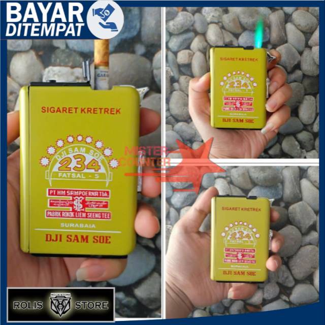 Jual KOTAK ROKOK PLUS KOREK API MODEL DJI SAM SOE HIJAU / KOREK GAS DAN ...