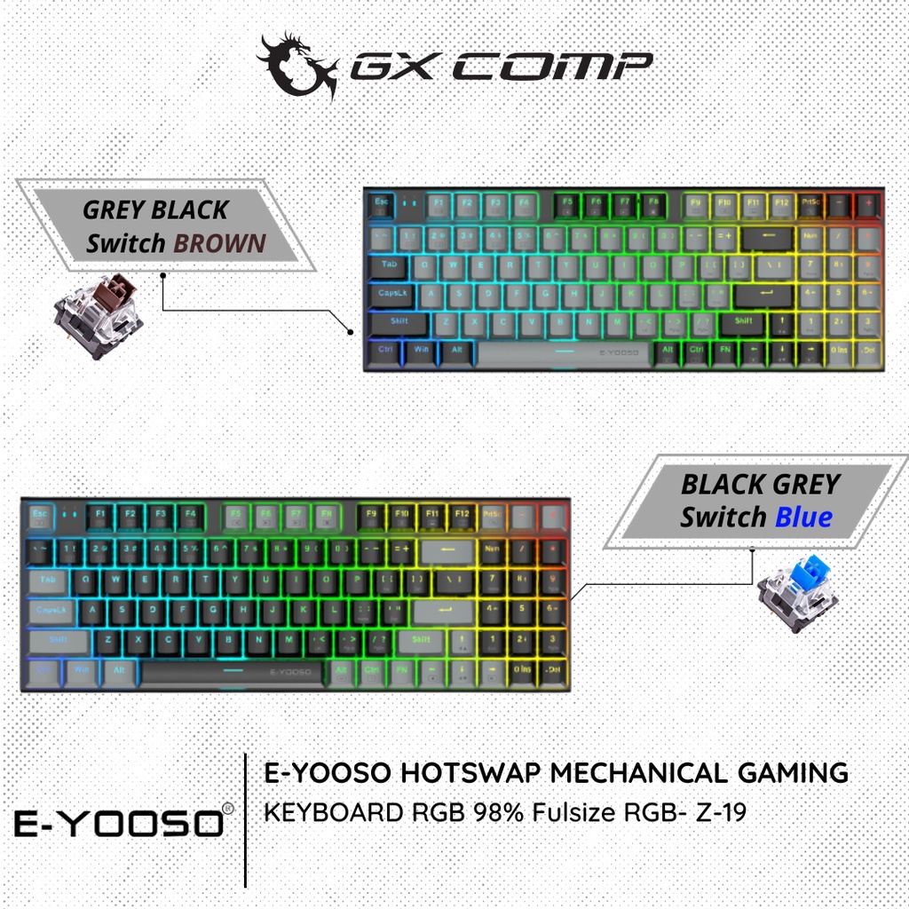 Jual E-YOOSO Z19 98% Fulsize RGB Hotswap Mechanical Gaming Keyboard ...