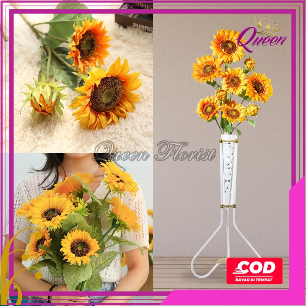 Jual MATAHARI KUNCUP JUMBO CABANG 3 ARTIFICIAL TANGKAI PANJANG BESAR ...