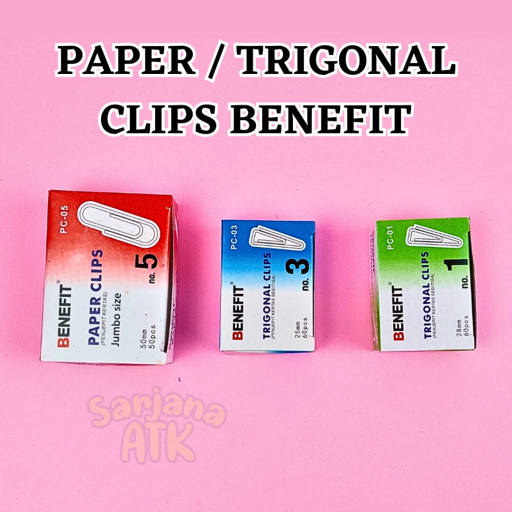 Jual Trigonal Clip / Paper Clip / Klip Kertas Benefit | Shopee Indonesia