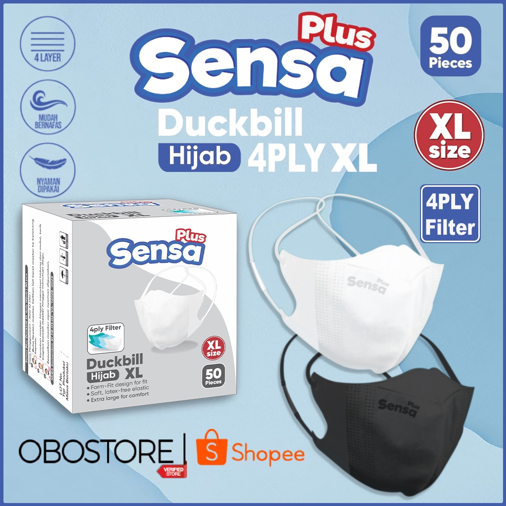 Jual Masker Sensa Plus Duckbill Hijab 4PLY XL 50 pcs | Shopee Indonesia