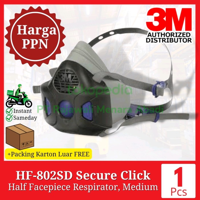 Jual 3M Secure Click HF-802SD Half Facepiece Reusable Respirator Medium ...