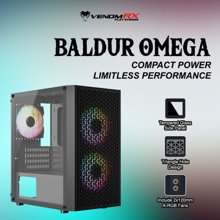 Jual VenomRX Casing PC Baldur Omega M-ATX 3x120mm A-RGB Fan - Hitam ...