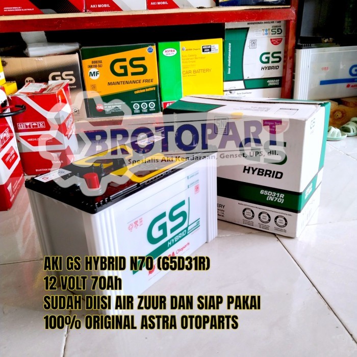 Jual Aki Mobil Accu GS Astra Hybrid N70 65D31R 12V 70Ah | Shopee Indonesia