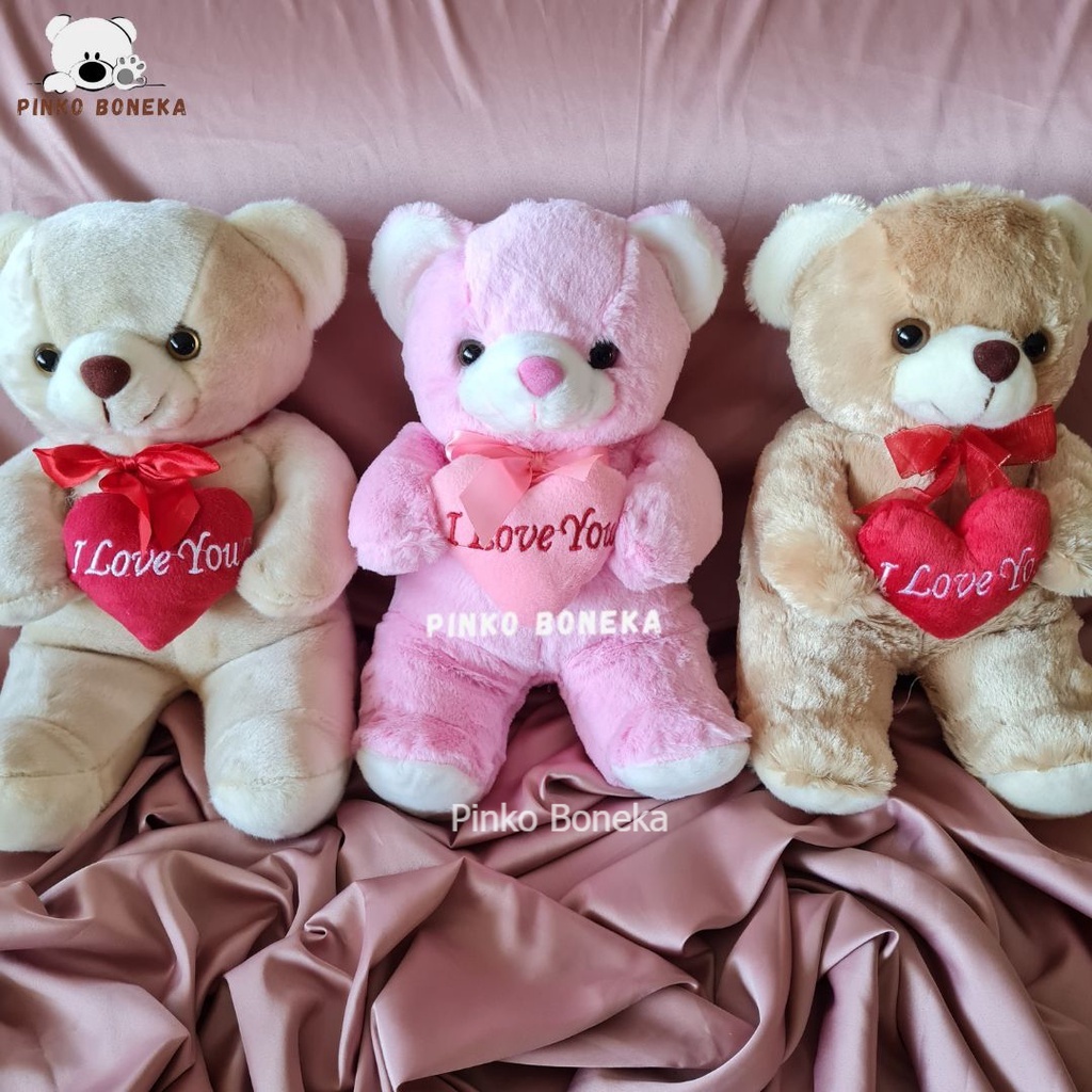 Jual Boneka beruang teddy bear hati "I Love You" Ukuran L (40cm) & M ...