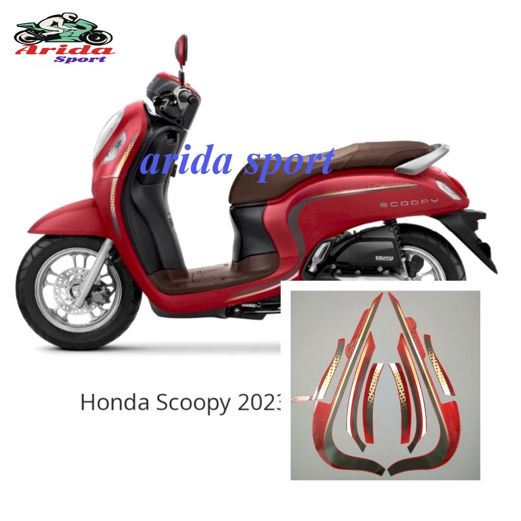 Jual stiker scopy Striping honda scoopy stylish 2022 2023 matte red ...