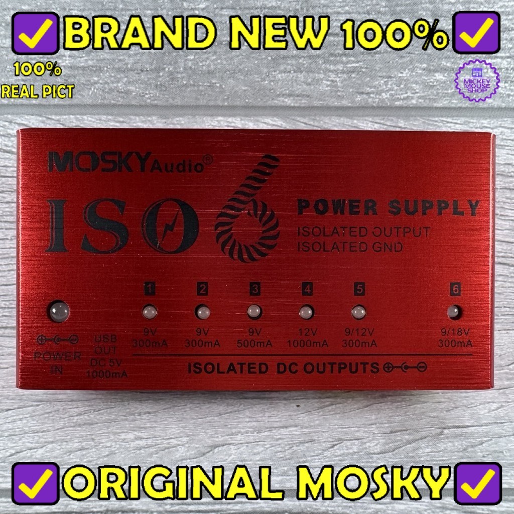Jual Mosky ISO-6 Isolated Power Supply Efek Gitar PSU Pedal Board ...