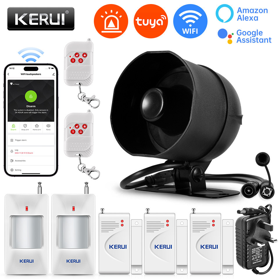 Jual KERUI 120db Loud Sound Alarm System Siren Tuya Smart WIFI Wireless ...