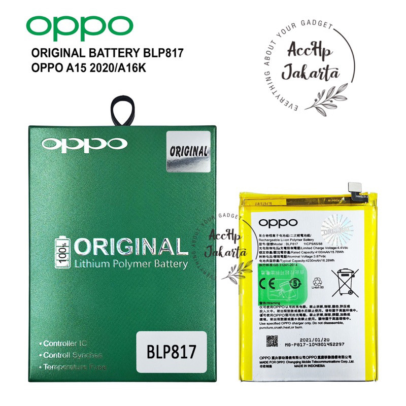 Jual BATTERY BATU BATRE BATRAI BATERAI OPPO BLP 817 A15 2020 A15S A16K ...