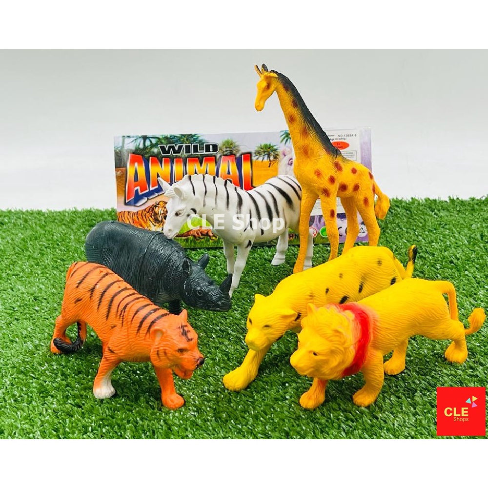 Jual Mainan Wild Animal Hewan Karet Jerapah Harimau Singa Zebra ...
