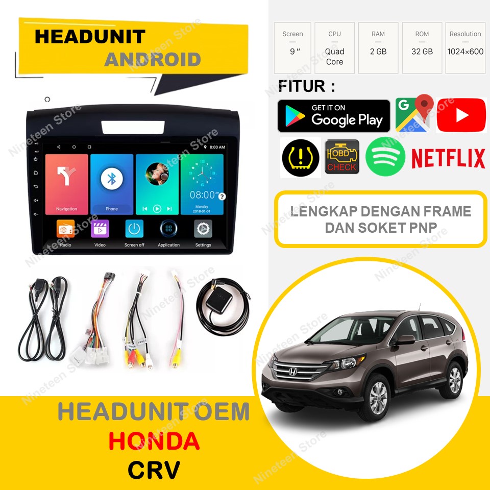 Jual Headunit Android Honda CRV Gen 4 9 Inch PNP Lengkap frame n Canbus | Shopee Indonesia