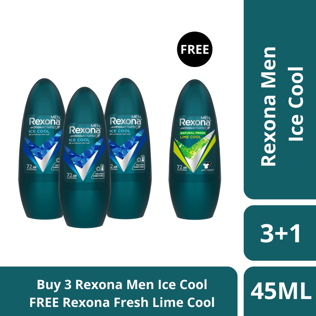 Jual Buy 3 Rexona Ice Cool FREE Rexona Fresh Lime Cool 45ml | Shopee Indonesia