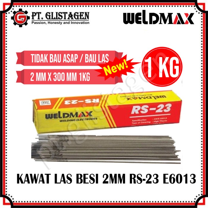 Jual Kawat Las Besi Elektroda 2 MM 1KG Welding Electrodes Weldmax RS 23 E6013 | Shopee Indonesia