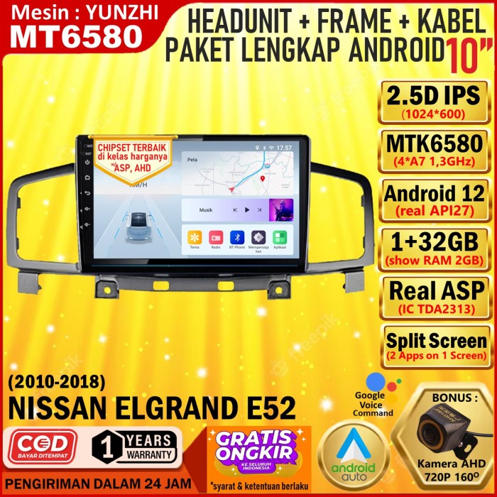Jual Headunit Android MT6580 1/32GB+Canbus+Frame 10" in Nissan Elgrand E52 | Shopee Indonesia