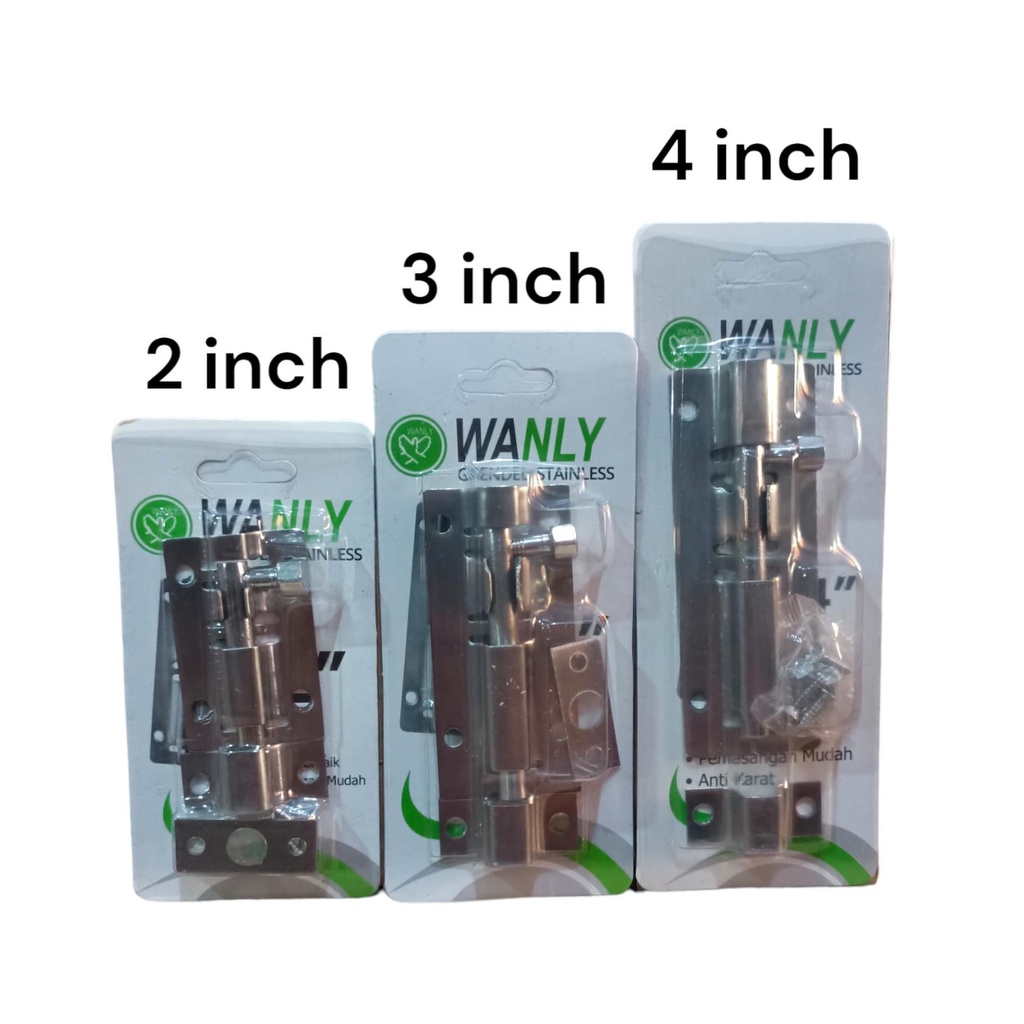 Jual Grendel 2 inch 3 inch 4 inch WANLY Slot Pintu Jendela Kandang 2" 3 ...