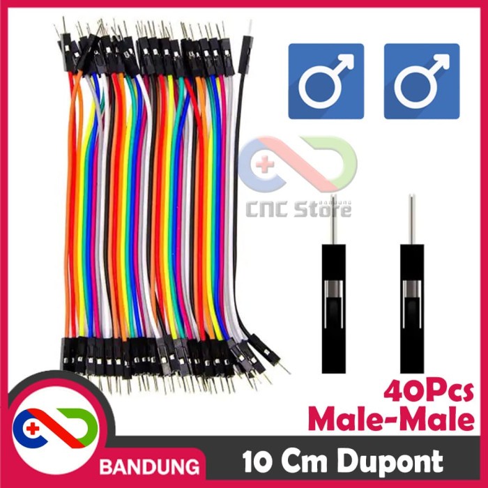 Jual 40PCS JUMPER CABLE KABEL 10CM MALE TO MALE DUPONT FOR BREADBOARD ...