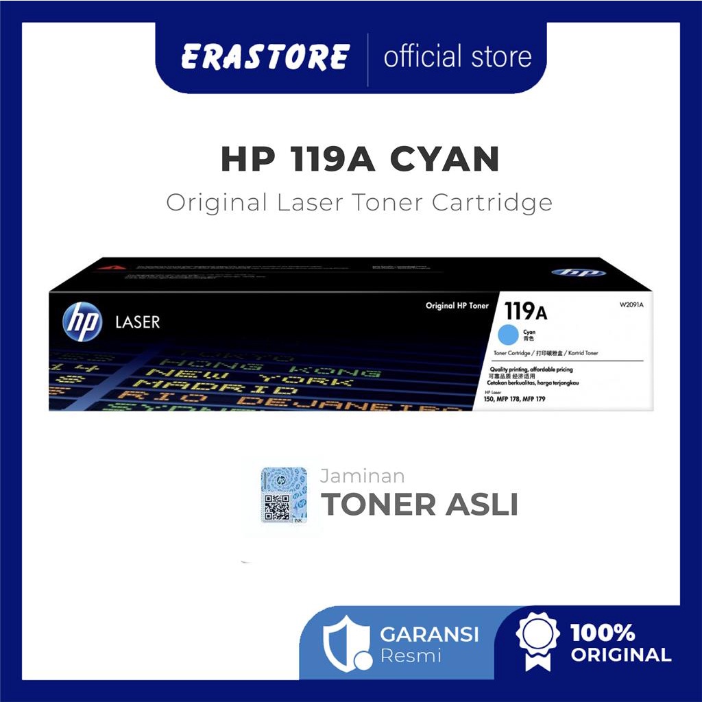 Jual HP 119A Cyan Original Laser Toner Cartridge (W2091A) | Shopee Indonesia
