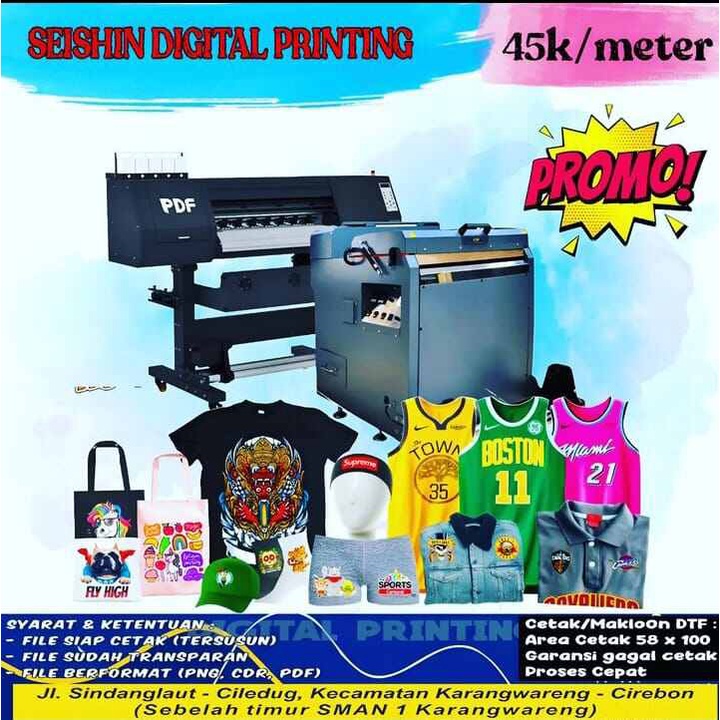 Jual SEISHIN JASA CETAK SABLON Satuan Print DTF 60 x 100cm Meteran ...