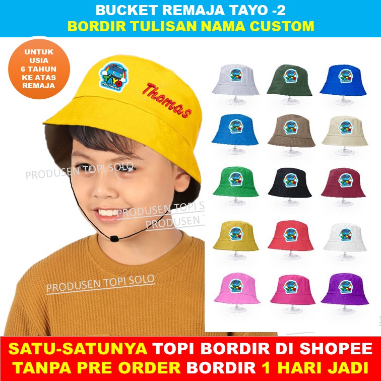 Jual Bucket Tayo Dan Topi Tayo Bordir Nama Sesuka Mu Usia 6 Tahun Ke ...