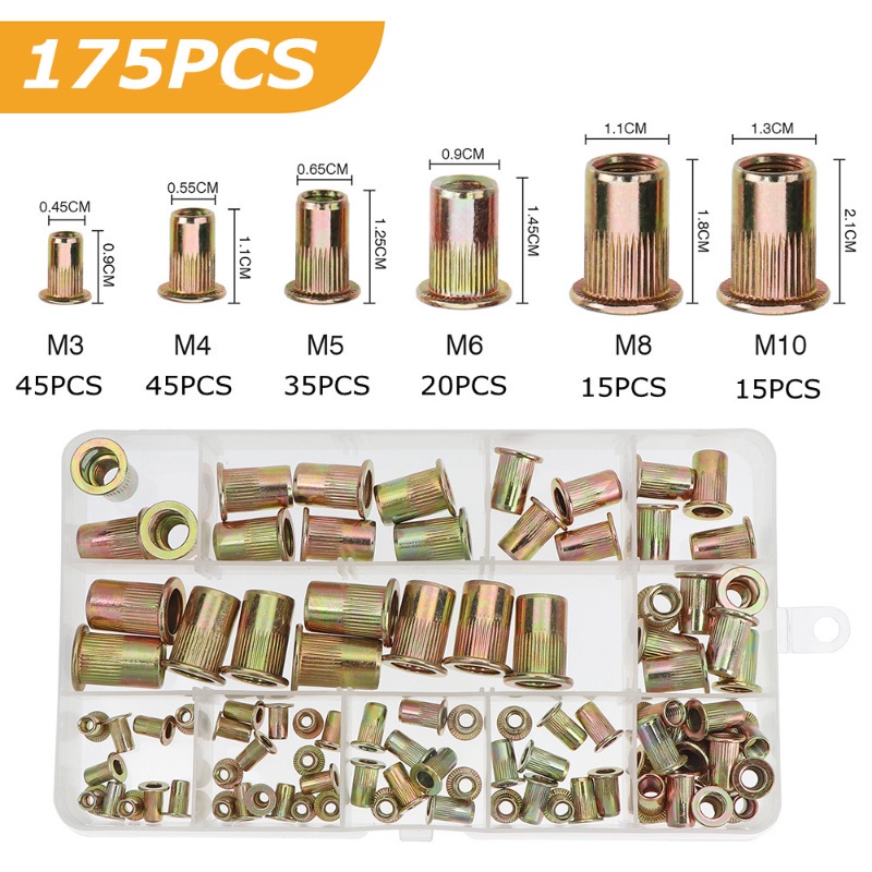 Jual 175PCS Rivet Nut mur tanam / rivnut / mur furniture knockdown ...