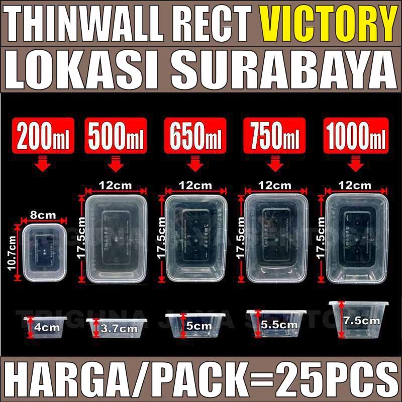 Jual Thinwall Rect 200ml 500ml 650ml 750ml 1000ml Pack Kotak Makan ...