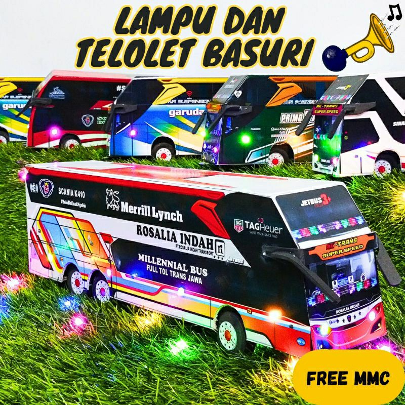 Jual mainan miniatur bus telolet basuri full lampu dan musik rosalia ...