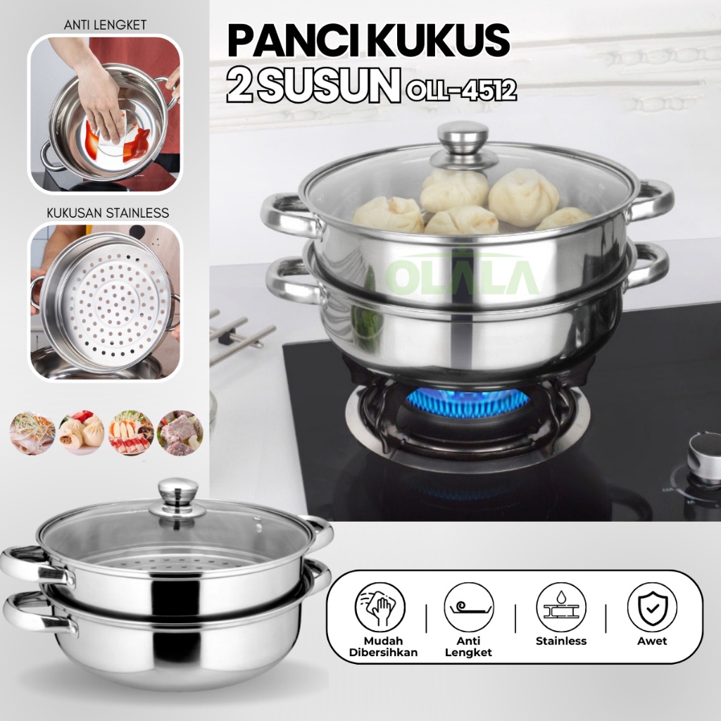 Jual ( OTP17 ) PANCI 2 SUSUN BESAR KUKUS STEAMER STAINLESS 28 CM ...