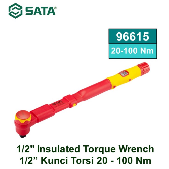 Jual SATA 96615 Kunci Momen Torsi Listrik VDE 1/2 Inch Drive 20 - 100 Nm Insulated Torque Wrench ...