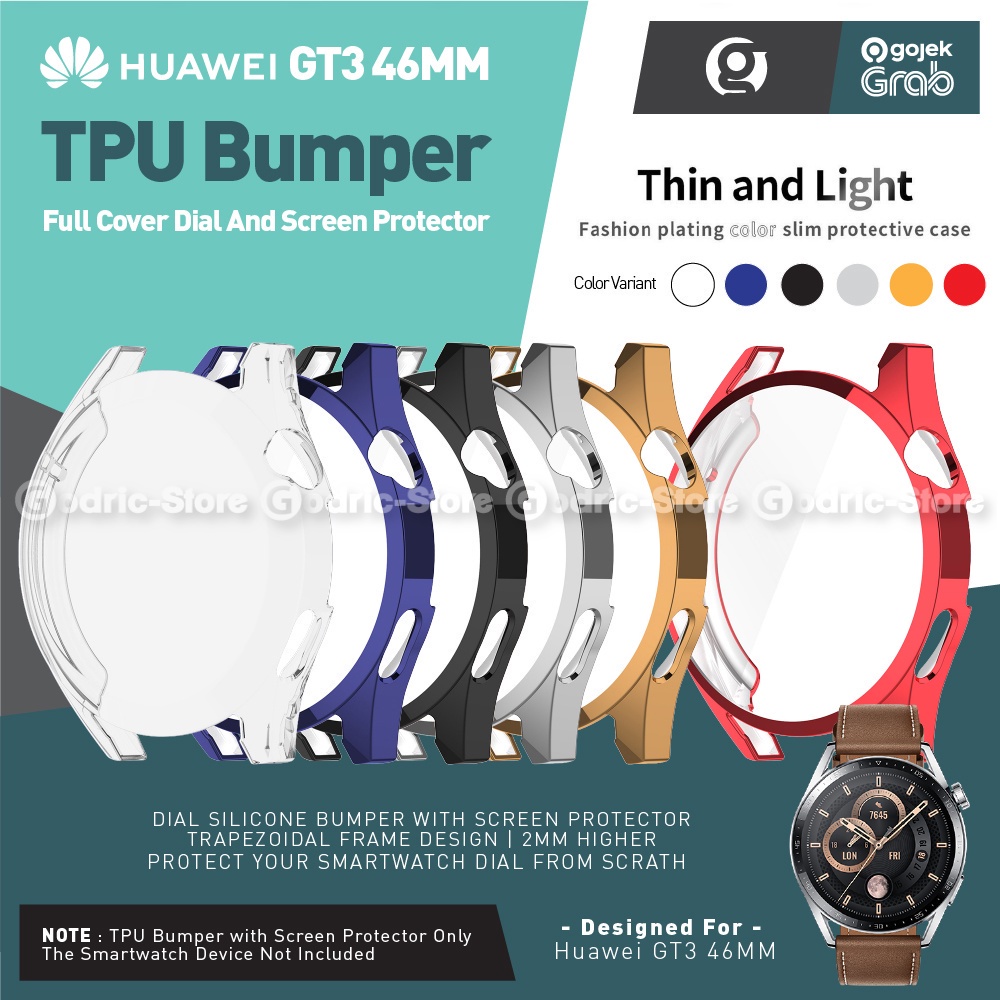 Jual Rubber Case Soft TPU Bumper for Huawei Watch GT3 46mm Cover Screen ...