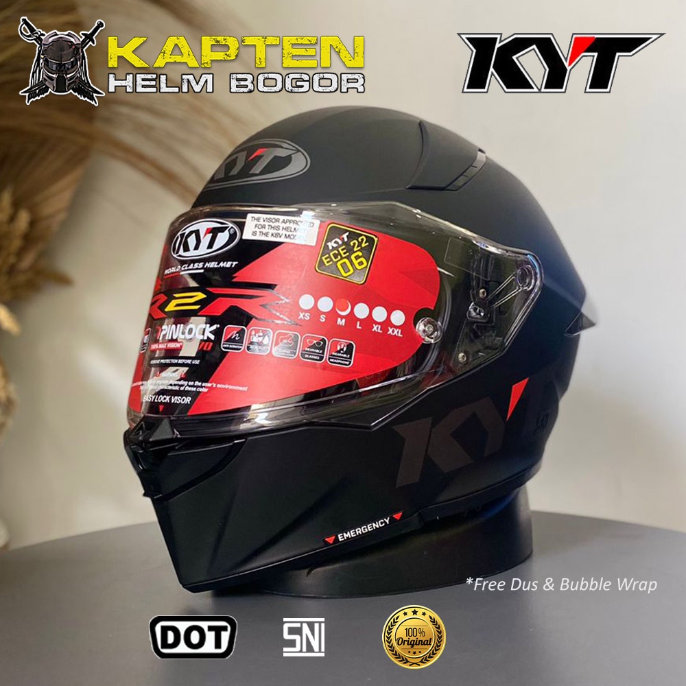 Jual HELM KYT R2R BLACK DOFF - HELM FULL FACE KYT DOUBLE VISOR | Shopee ...