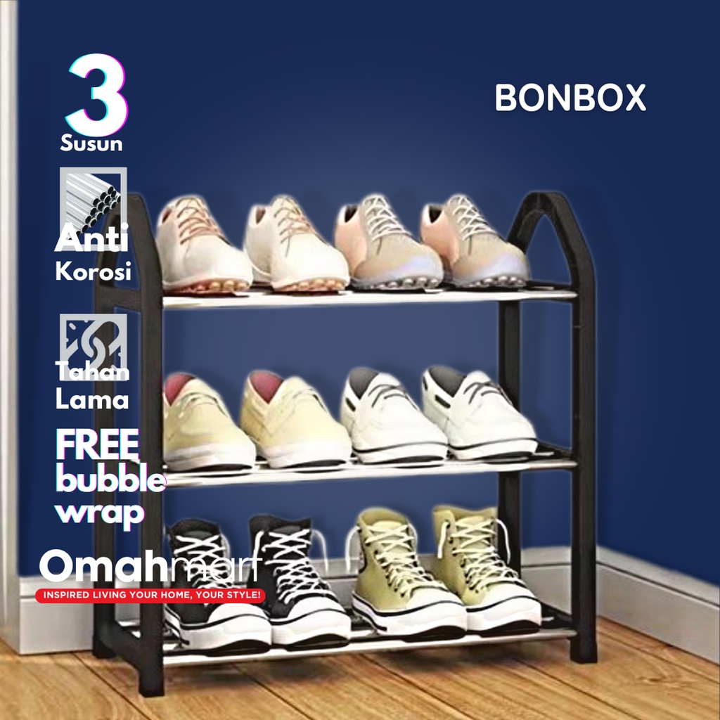Jual BONBOX Rak Sepatu Sandal Kecil Mini Minimalis Shoe Rack 3 Susun ...