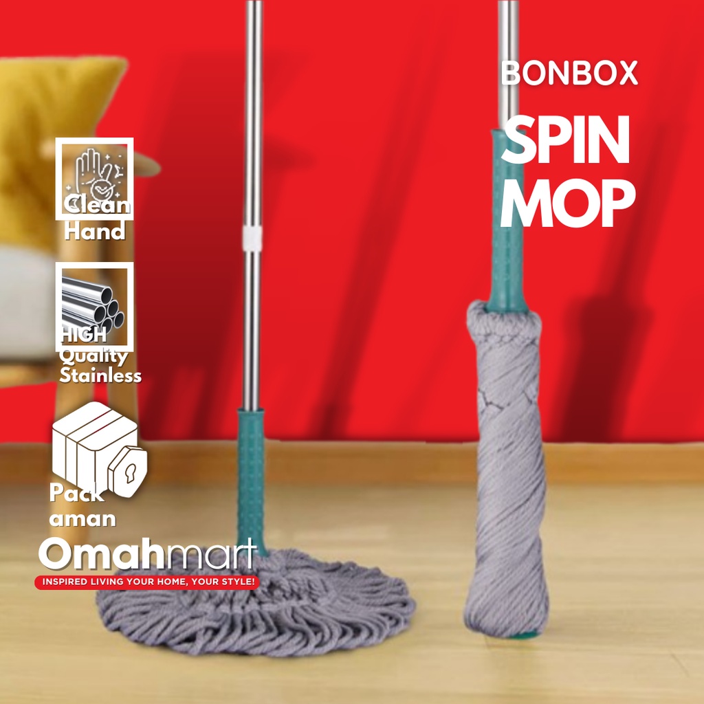 Jual BONBOX Tongkat Alat Pel Lantai Putar set Kain Microfiber Praktis ...