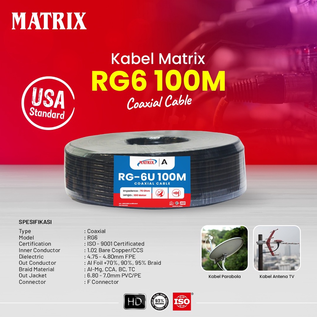 Jual MATRIX - Kabel TV & Parabola 100 Meter | Shopee Indonesia