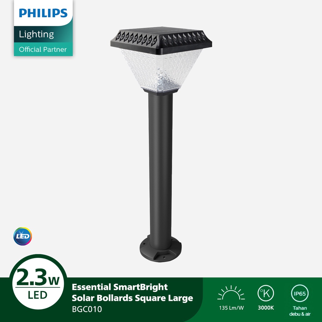 Jual Philips lampu Essential SmartBright Solar Bollards Square large | Shopee Indonesia