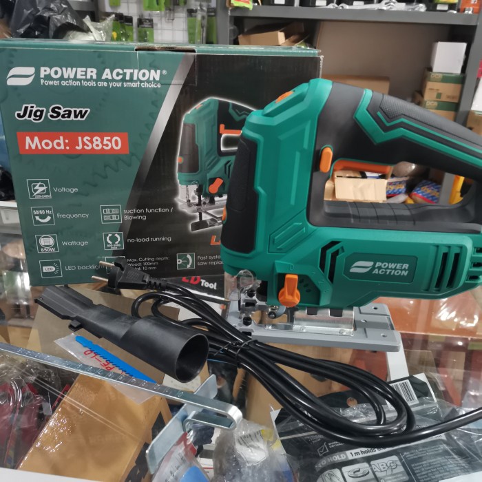 Jual Mesin jigsaw laser led POWER ACTION JS850 gergaji kayu triplek jig saw | Shopee Indonesia