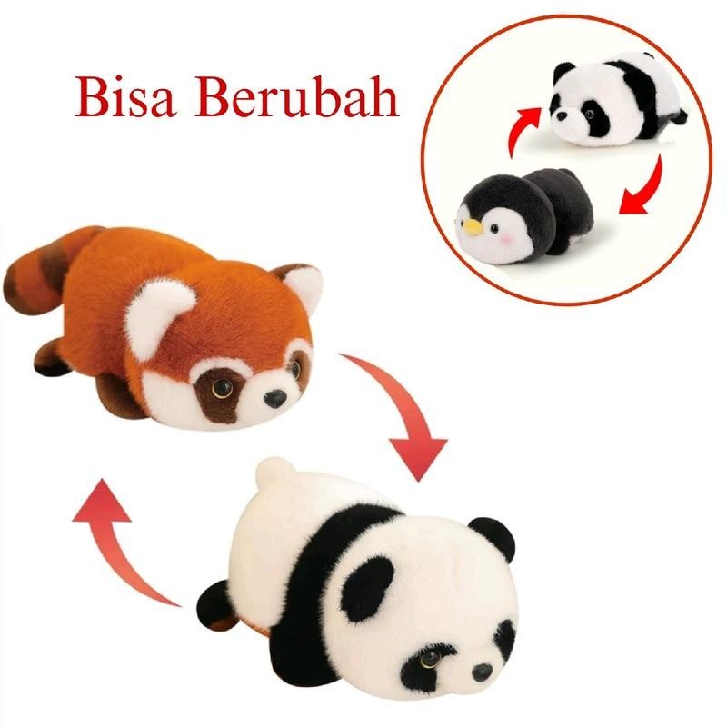 Jual Boneka Panda Bisa Berubah Bentuk Penguin Bebek Red Panda Boneka ...